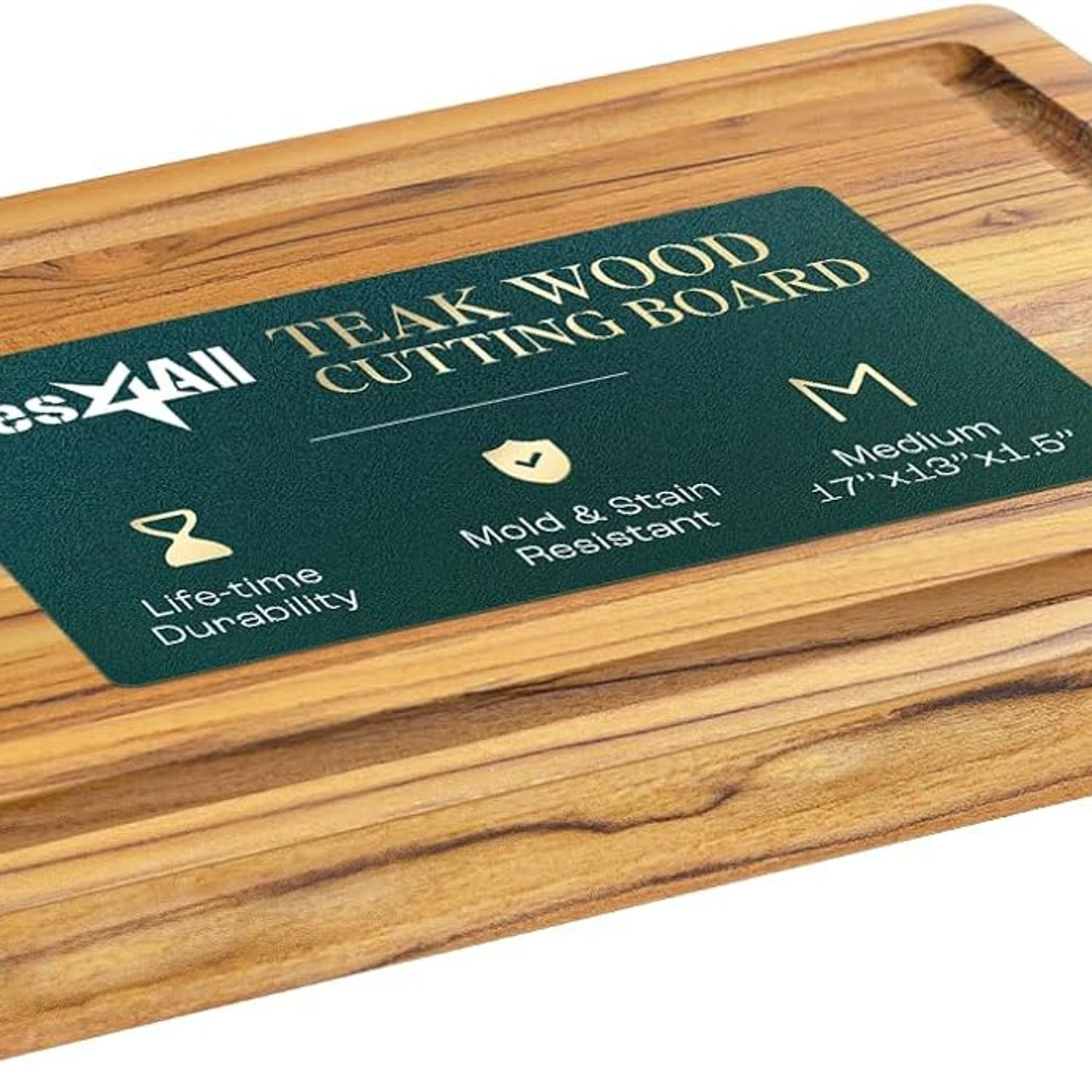 DERIFLY Solid Teak Cutting Boards for Kitchen, [17''L x 13''W x 1.5 ...